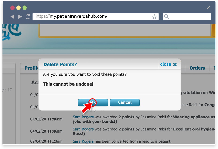 Removing Points from a Member – Hub Support Center